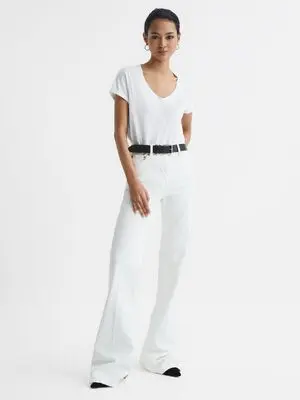 REISS Luana Cotton-jersey V-neck T-shirt