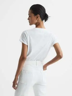 REISS Luana Cotton-jersey V-neck T-shirt