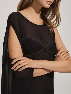 REISS Anya Sheer Draped Sleeve Cover Up