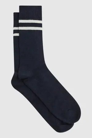 REISS Reiss Alcott Wool Blend Crew Socks Navy
