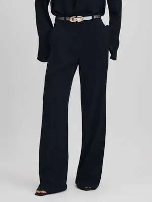 REISS Margeaux Wide Leg Suit Trousers - Navy