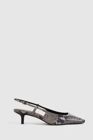 REISS Jade Snake Print Slingback Heels