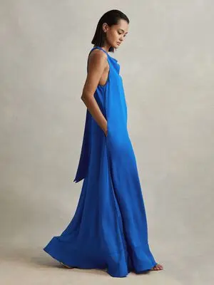 REISS Dina Tie Neck Maxi Dress