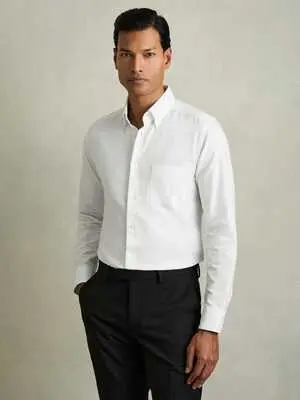 REISS Greenwich Soft Wash Button Down Oxford Shirt - White