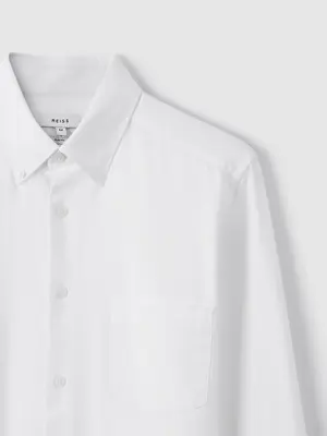 REISS Greenwich Soft Wash Button Down Oxford Shirt - White