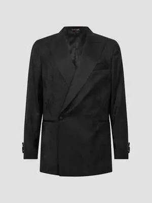 OSCAR JACOBSON Floral Jacquard Double Breasted Blazer