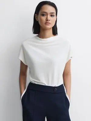 REISS Poppy High Neck Jersey Top