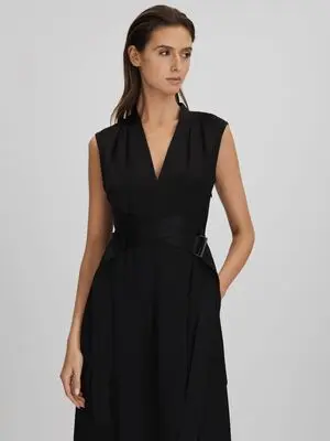 REISS Raya Asymmetric Midi Dress