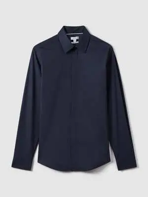 REISS Kiana Slim Fit Cotton Blend Shirt