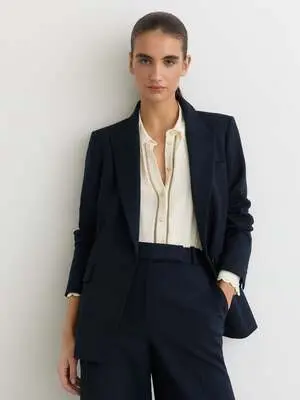 REISS Gabi Petite Tailored Single Breasted Suit Blazer - Navy