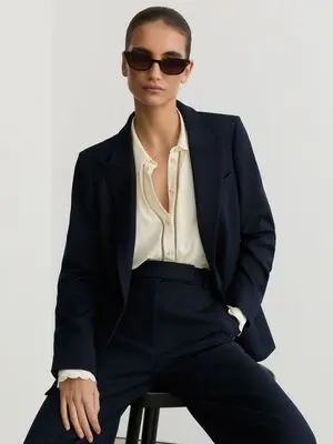 REISS Gabi Petite Tailored Single Breasted Suit Blazer Navy