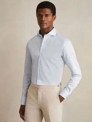 REISS Storm Slim Fit Two-fold Cotton Shirt