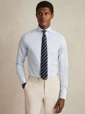 REISS Storm Slim Fit Two-fold Cotton Shirt