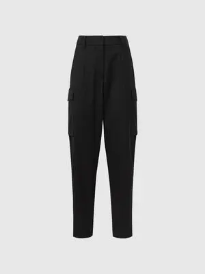 REISS Violet Mid-rise Cargo Trousers - Black