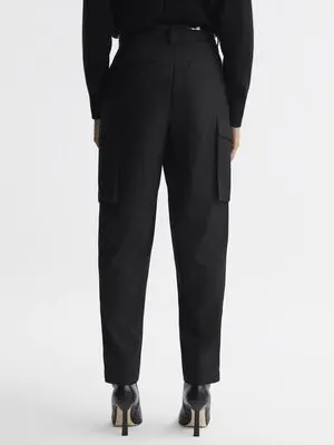 REISS Violet Mid-rise Cargo Trousers - Black