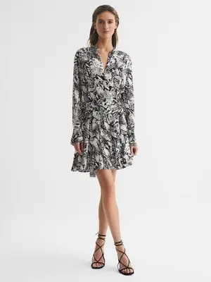 REISS Scarlett Animal Print Mini Dress