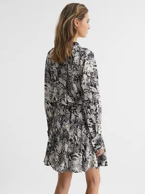REISS Scarlett Animal Print Mini Dress