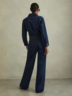 REISS Frankie Relaxed Denim Jumpsuit
