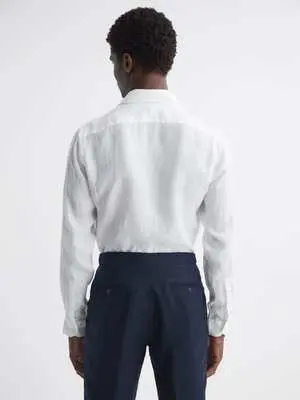 REISS Rex Linen Cutaway Collar Shirt