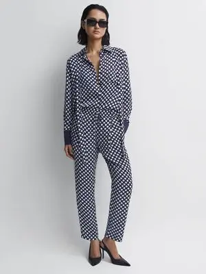 REISS Ezra Polka Dot Tapered Trousers