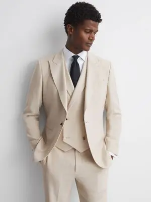 REISS Gatsbyivory Gatsby Textured Single-breasted Blazer Tailored-fit