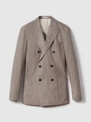 REISS Epsom Slim-fit Wool-silk-linen Double-breasted Blazer