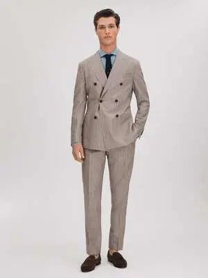 REISS Epsom Slim-fit Wool-silk-linen Double-breasted Blazer