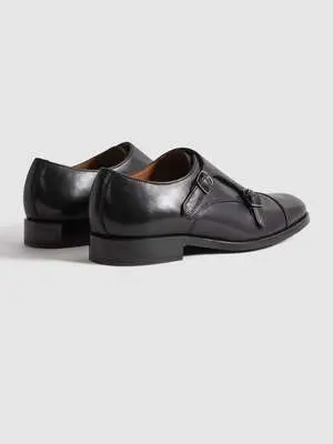 REISS Amalfi Leather Double Monk Strap Shoes