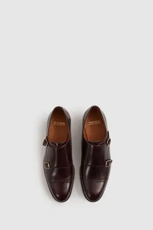 REISS Amalfi Leather Double Monk Strap Shoes