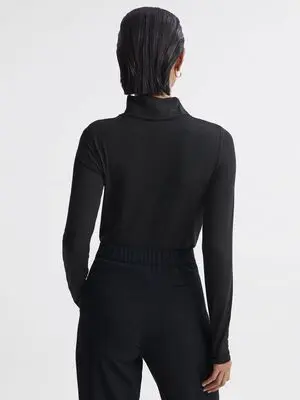 REISS Piper Fitted Roll Neck T-shirt