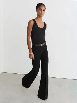 REISS Claude High-rise Flared Trousers - Black