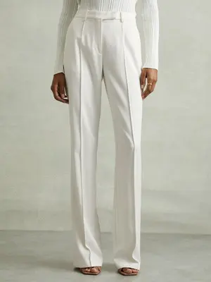 REISS Millie Petite Flared Suit Trousers - Cream