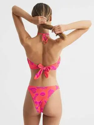 REISS Printed Bandeau Bikini Top