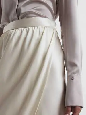 REISS Tyra Silk High-low Wrap Skirt