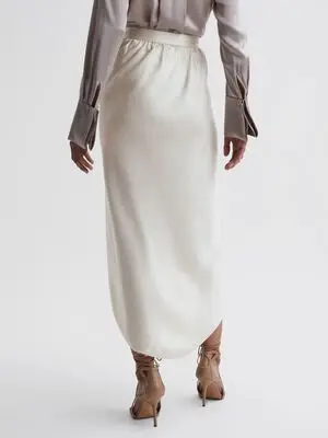 REISS Tyra Silk High-low Wrap Skirt