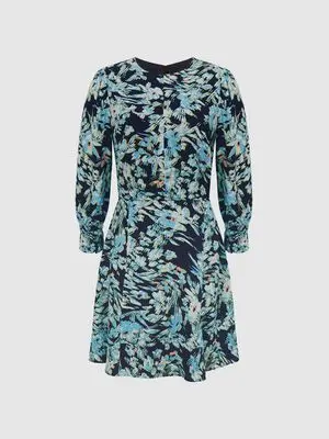 REISS Annie Floral Print Mini Dress