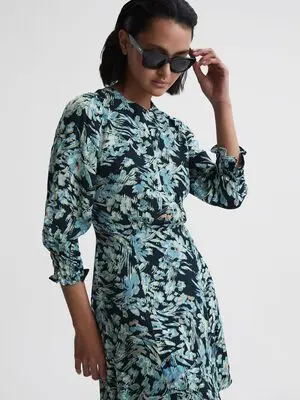 REISS Annie Floral Print Mini Dress