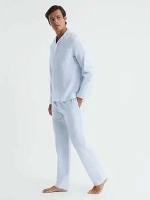 REISS Westley Striped Cotton Button-through Pyjama Shirt