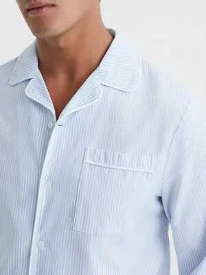 REISS Westley Striped Cotton Button-through Pyjama Shirt
