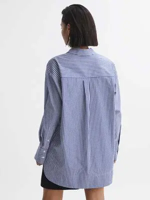 REISS Danica Oversized Striped Cotton Shirt