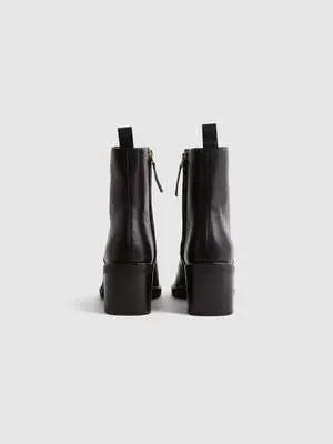 REISS Sienna Leather Heeled Western Boots