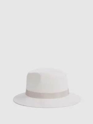 REISS Reiss Ally Wool Fedora Hat Ivory