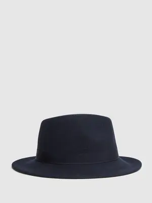 REISS Reiss Ally Wool Fedora Hat Navy