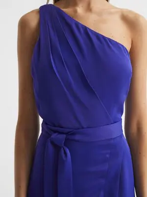 REISS Flora Off-the-shoulder Satin Midi Dress