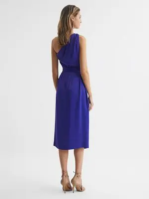 REISS Flora Off-the-shoulder Satin Midi Dress