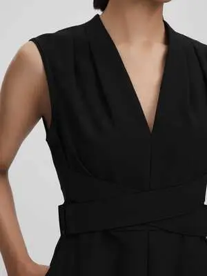 REISS Riyo Fitted Belt Strap Jumpsuit