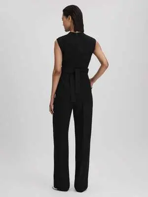 REISS Riyo Fitted Belt Strap Jumpsuit
