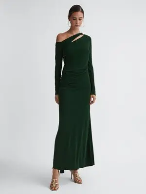 REISS Delphine Off-the-shoulder Maxi Dress - Green