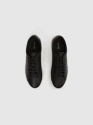 REISS Finley Leather Trainers - Black