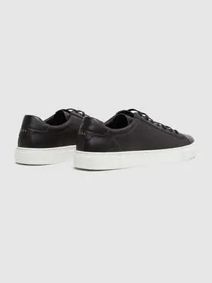 REISS Finley Leather Trainers - Black
